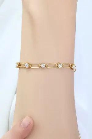 MINT & LILY Paperclip Bracelet With Gemstone Accents - July Ruby/7.5"